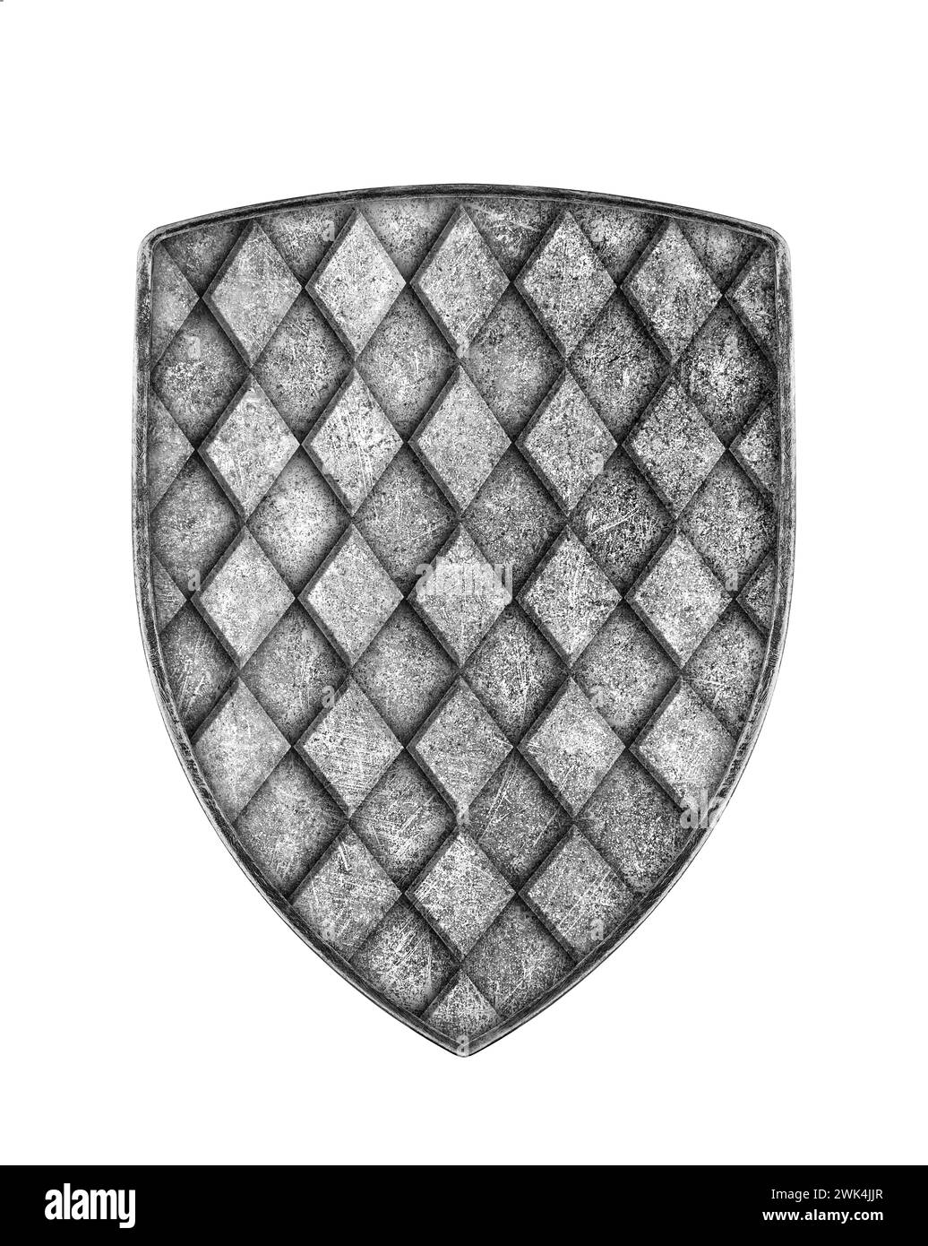 Old checker metal shield isolated on white background Stock Photo - Alamy