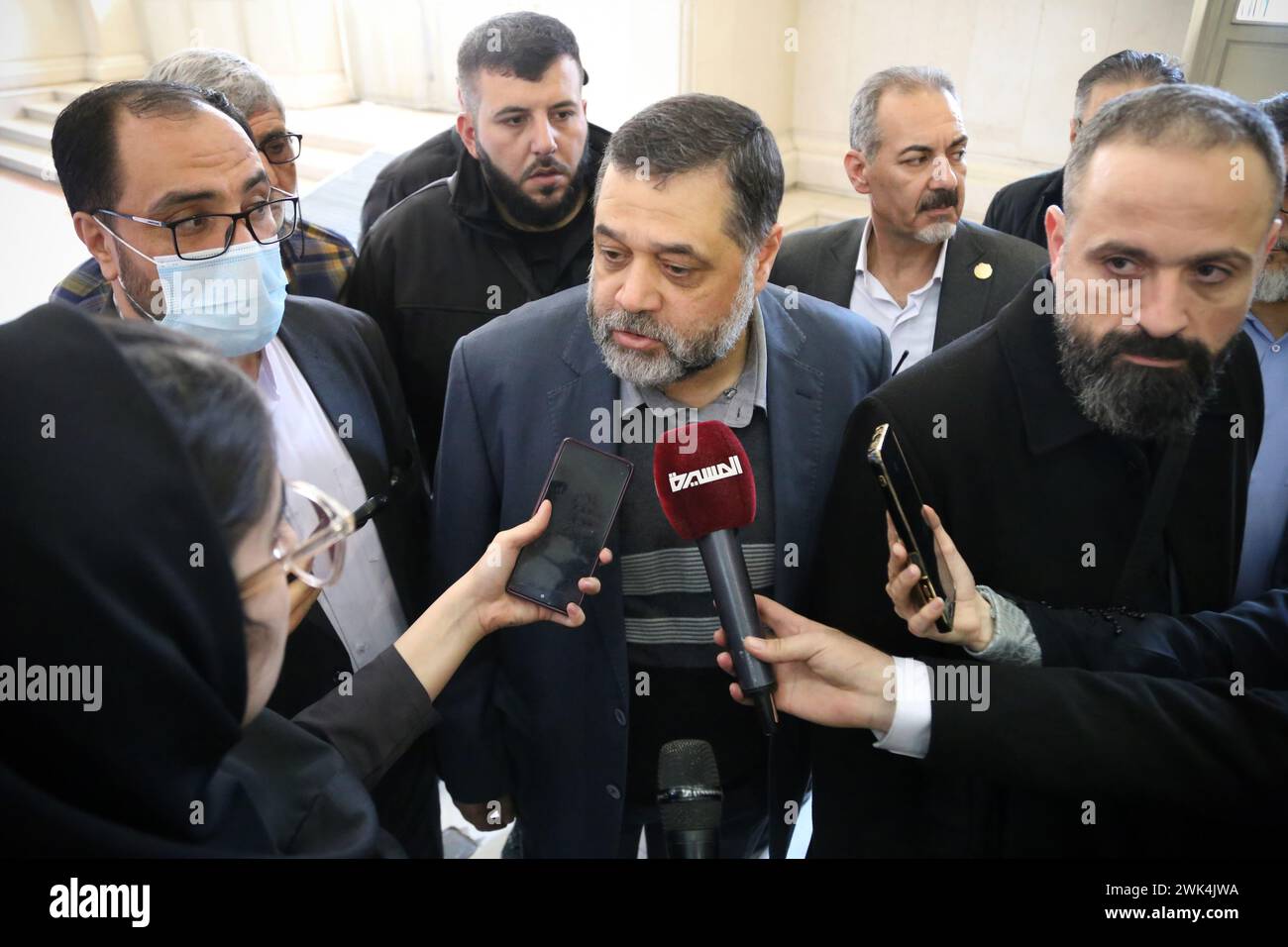 Tehran, Iran. 18th Feb, 2024. OSAMA HAMDAN (C) Senior Hamas official ...