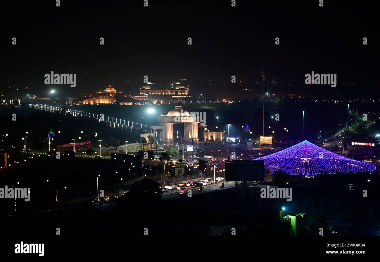 LUCKNOW, INDIA -FEBRUARY 18: An aerial view of Lucknow lit up on the ...