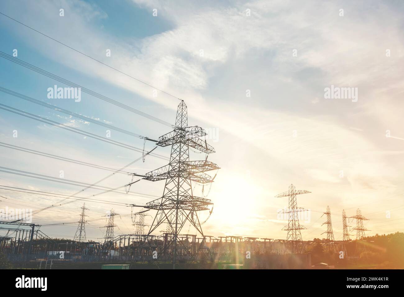 High voltage electric tower line pylon for distribution of electricity ...