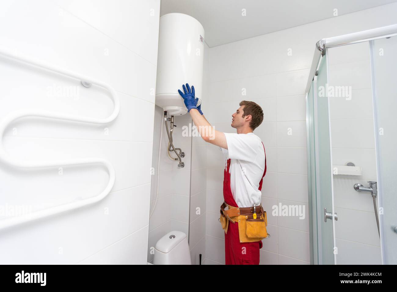 Professional engineer doing a boiler inspection at home Stock Photo - Alamy