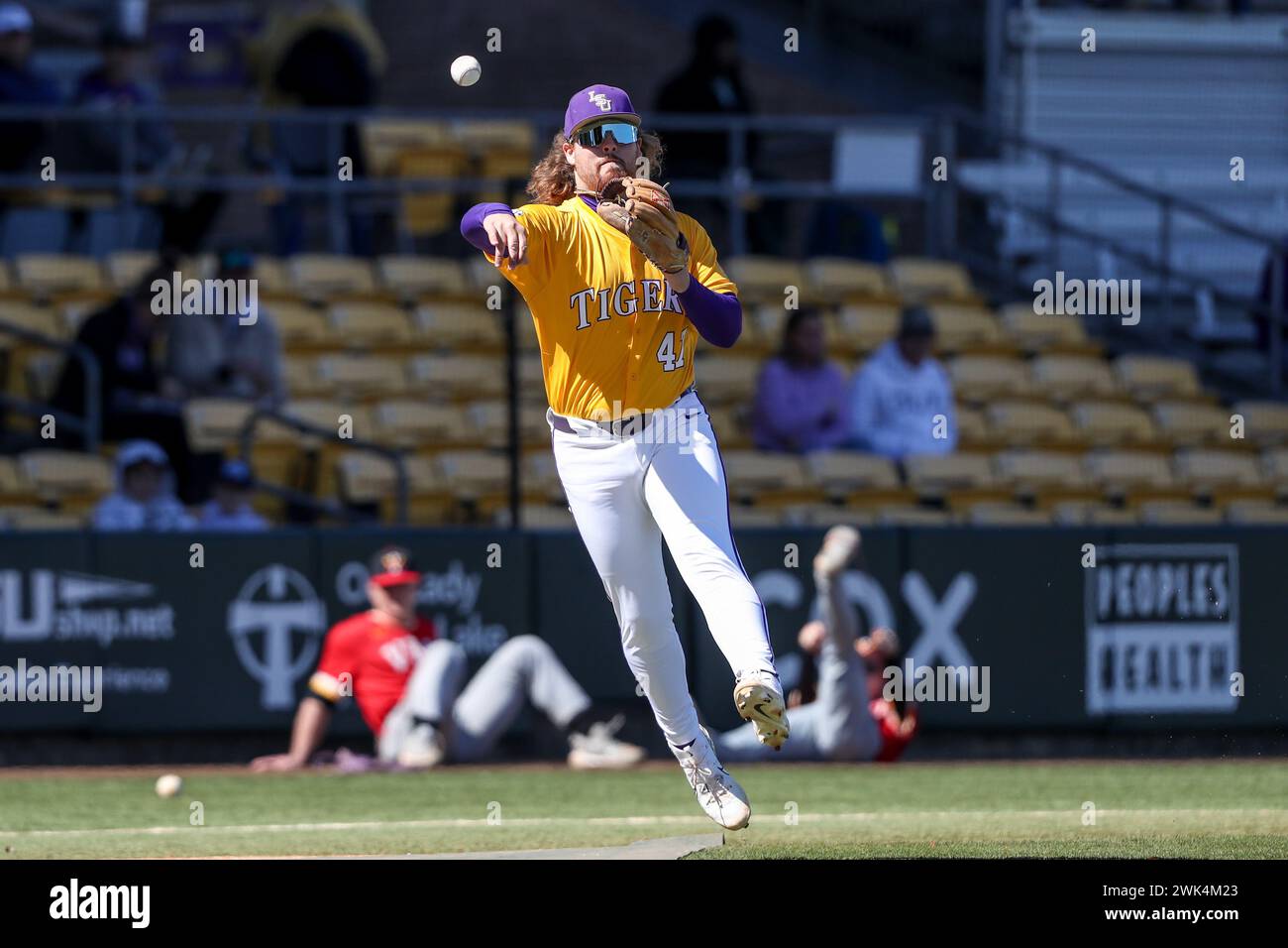 Baton Rouge, LA, USA. 18th Feb, 2024. LSU third baseman Tommy White (47 ...