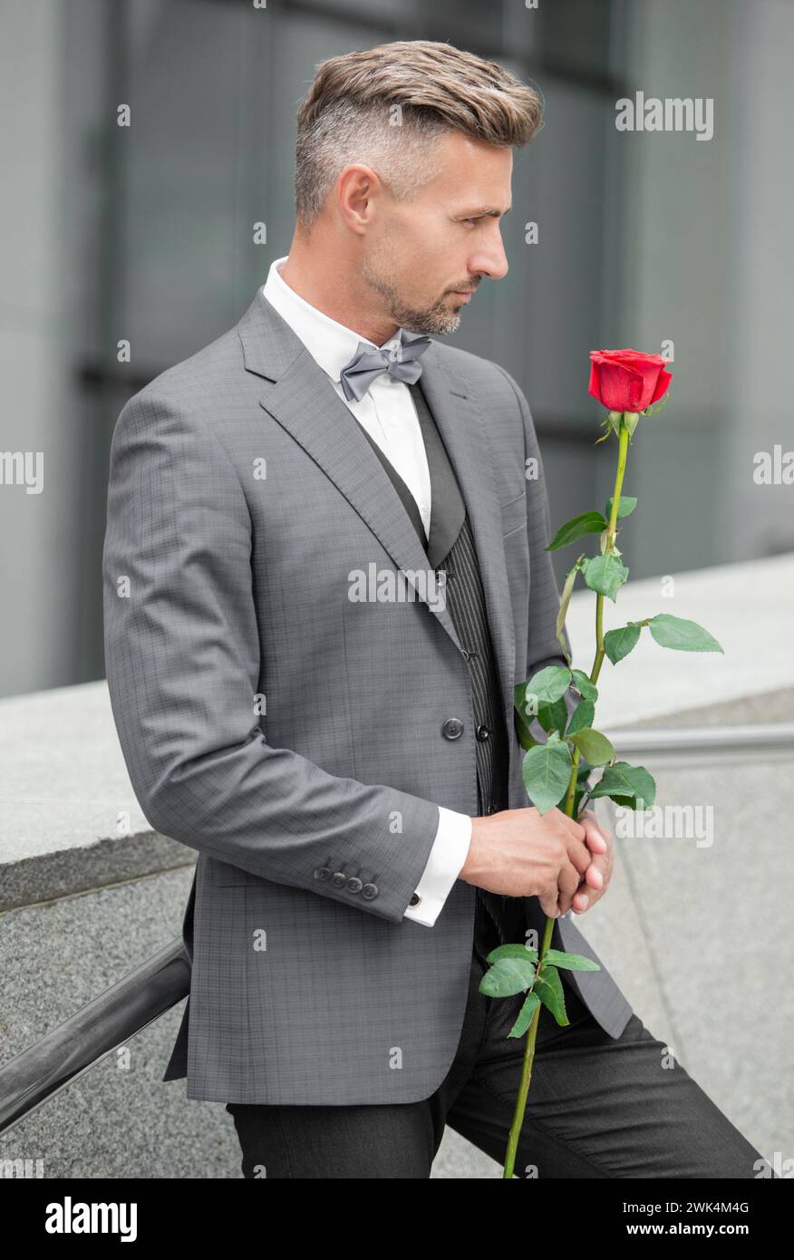 proposal concept. romantic tuxedo man preparing for a proposal. man ...