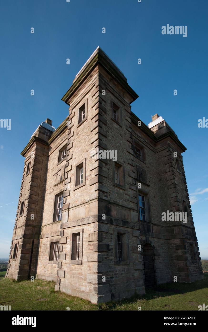 An early 18th century hunting tower, known as The Cage, in Lyme Park ...