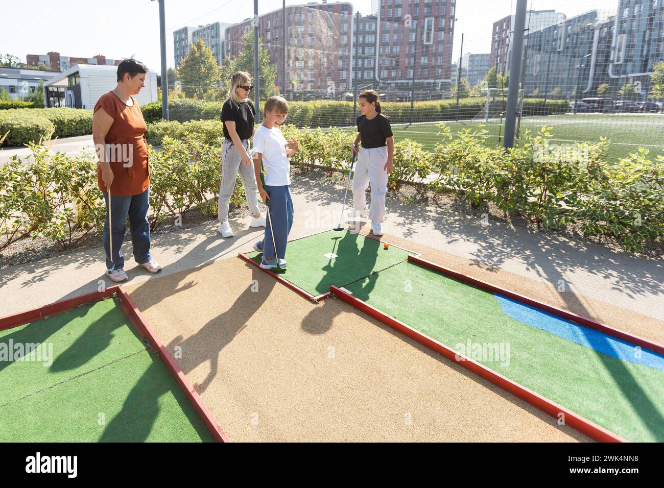 A playground in the park equipped for playing mini-golf Stock Photo - Alamy