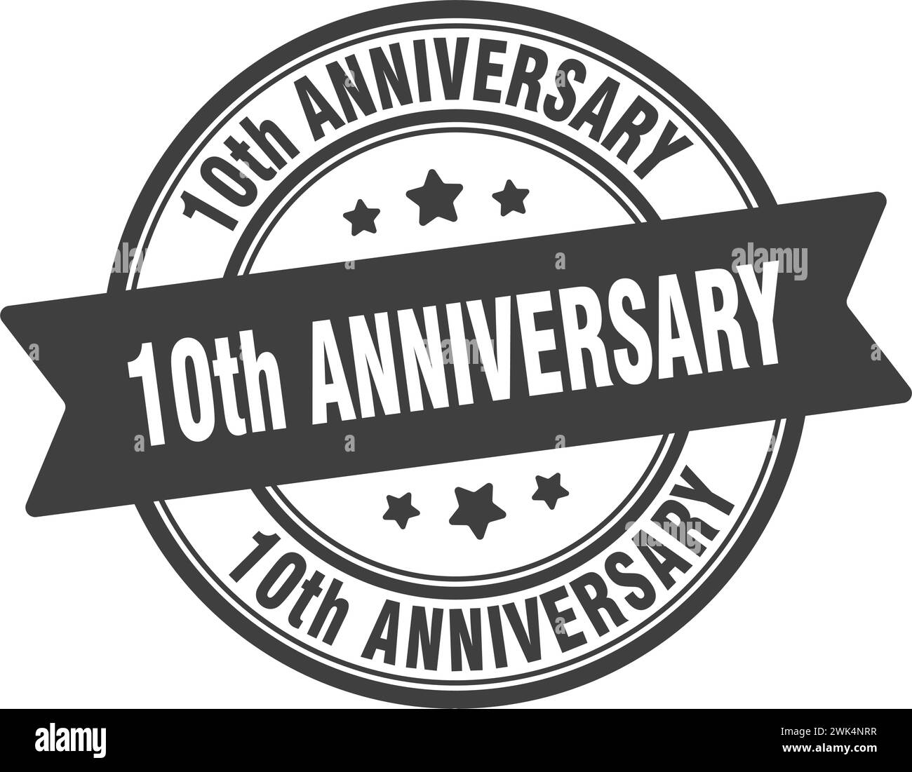 10th anniversary stamp. 10th anniversary round sign. label on ...