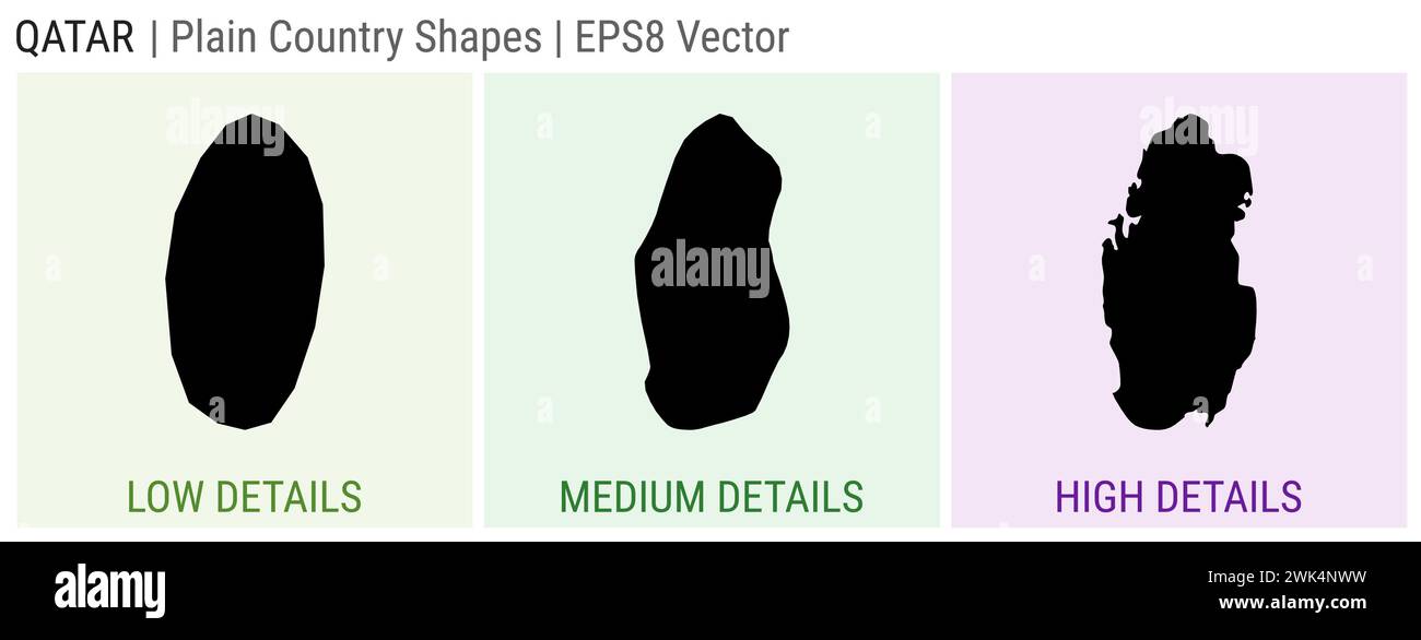 Qatar - plain country shape. Low, medium and high detailed maps of ...