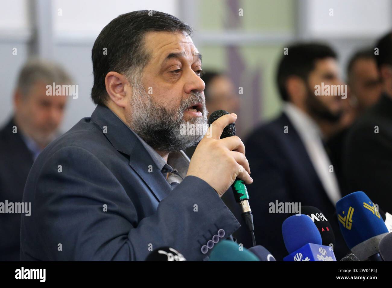 Tehran, Iran. 18th Feb, 2024. OSAMA HAMDAN Senior Hamas official speaks ...