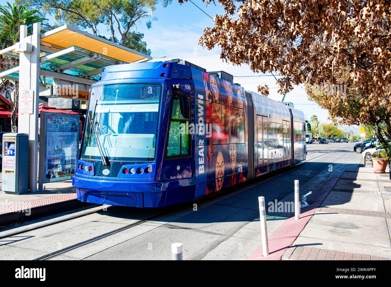Sun Link Streetcar on University Blvd outside the University of Arizona ...