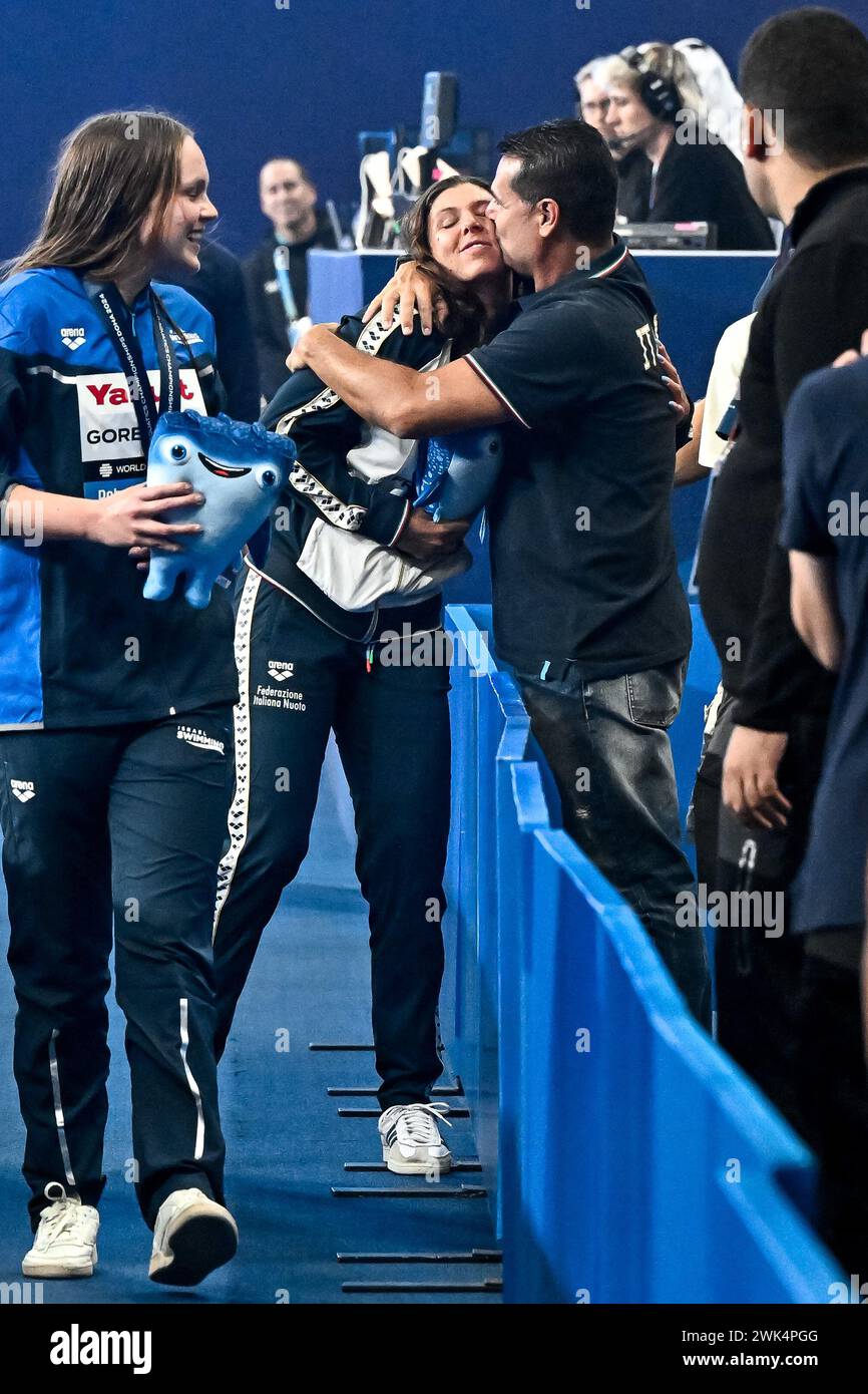 Doha, Qatar. 18th Feb, 2024. Sara Franceschi, bronze, and Stefano ...