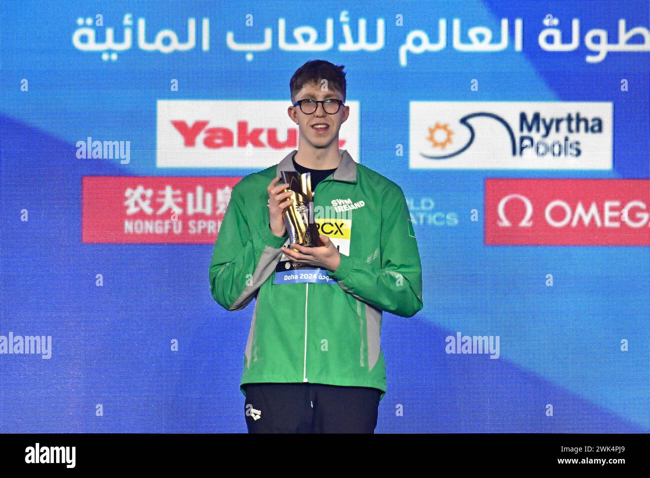 Doha, Qatar. 18th Feb, 2024. Daniel Wiffen of Ireland, awarded as ...