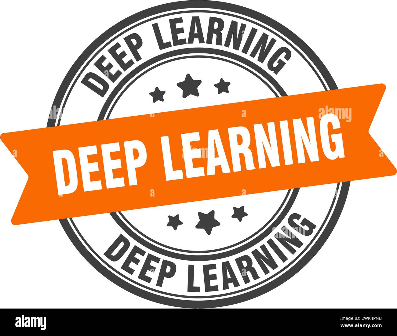 deep learning stamp. deep learning round sign. label on transparent ...