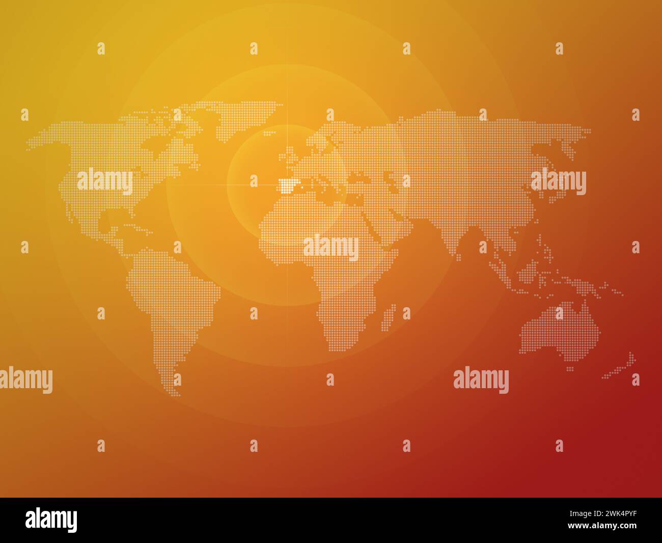 Dotted halftone world map with the country of Spain highlighted. Modern ...