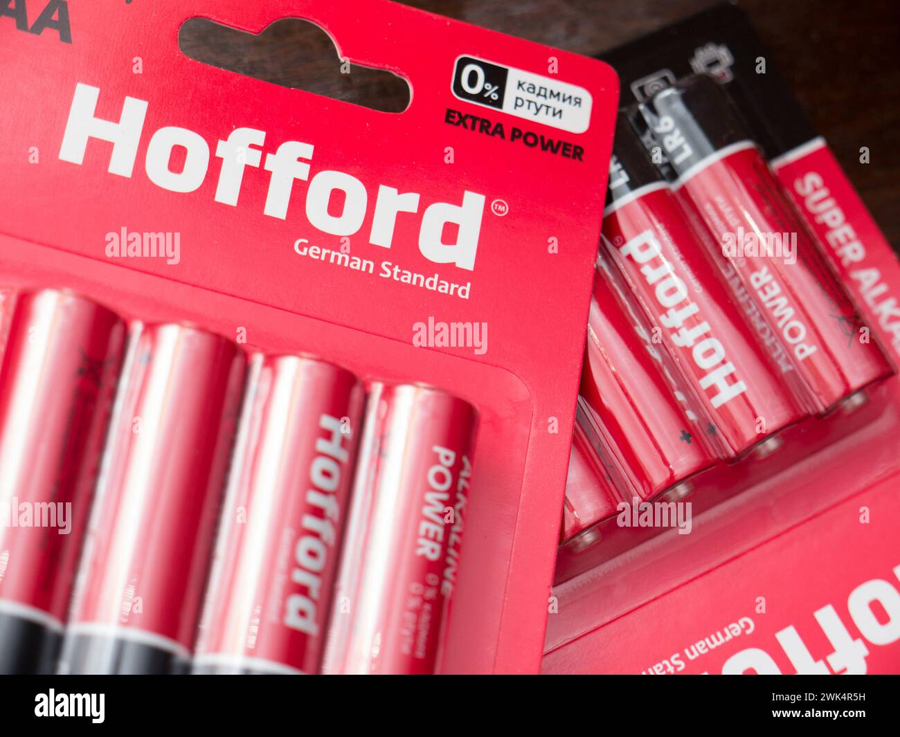 Hofford AA Eneloop alkaline battery on a white background Stock Photo ...