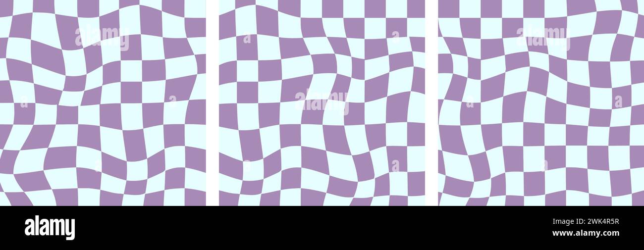 Set of Square Funky Groovy Checkered Patterns, Vintage Aesthetic ...