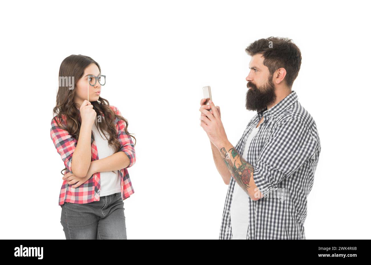 Social networks. Father taking photo of child. Application for editing ...