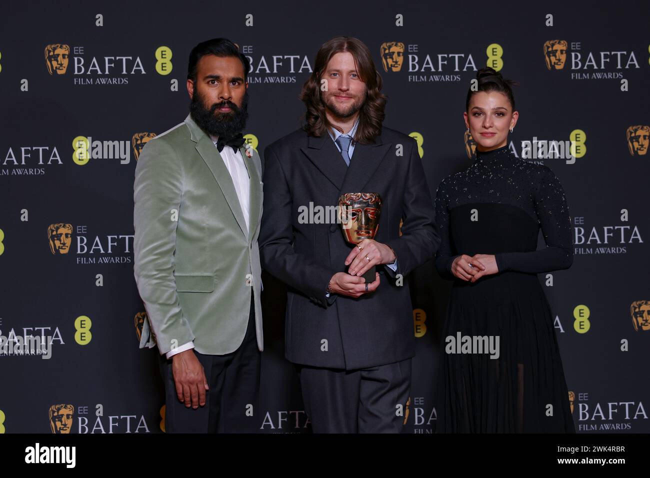 Himesh Patel, from left, Ludwig Goransson, winner of the original score award for 'Oppenheimer ...