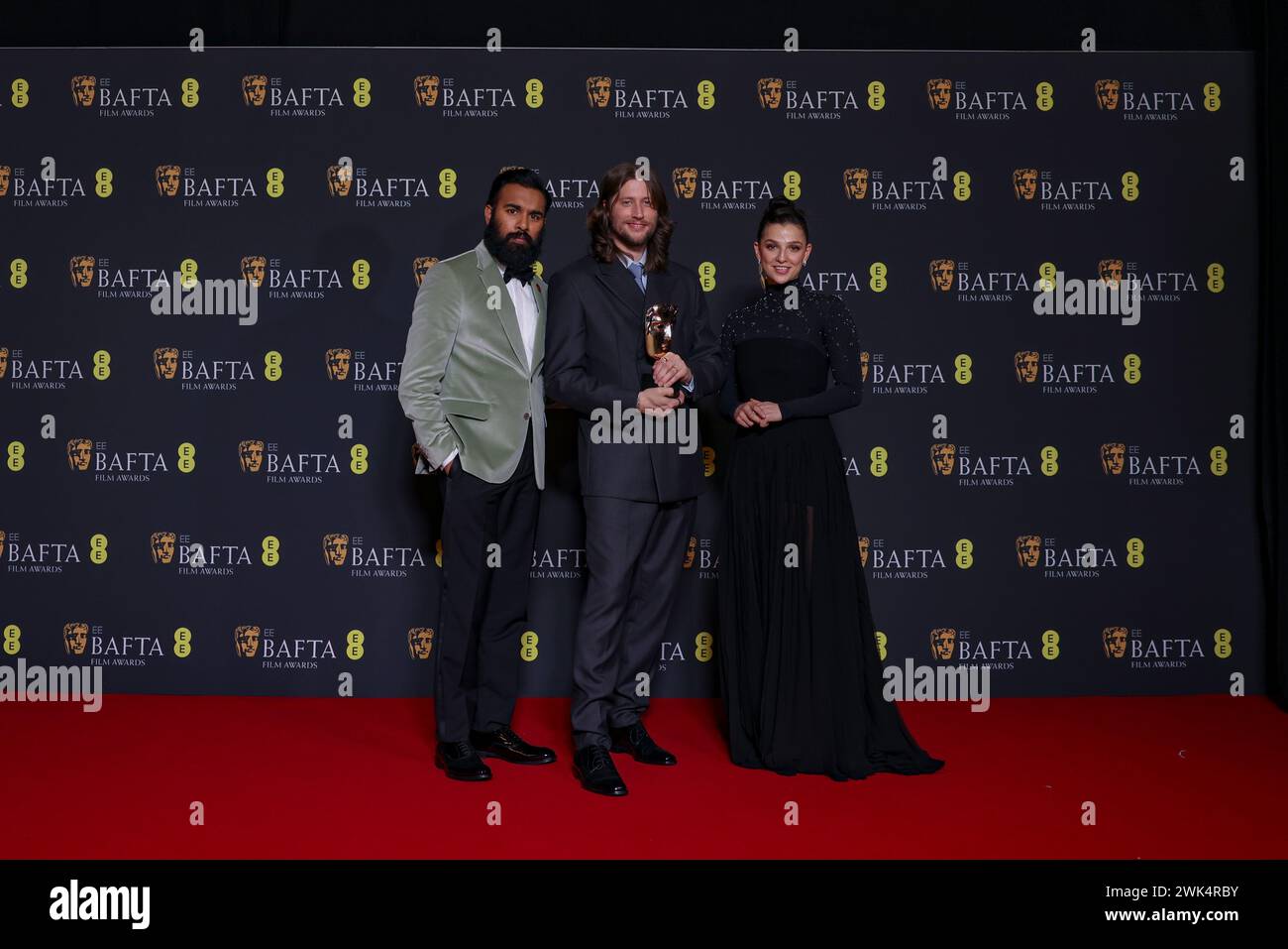 Himesh Patel, from left, Ludwig Goransson, winner of the original score ...