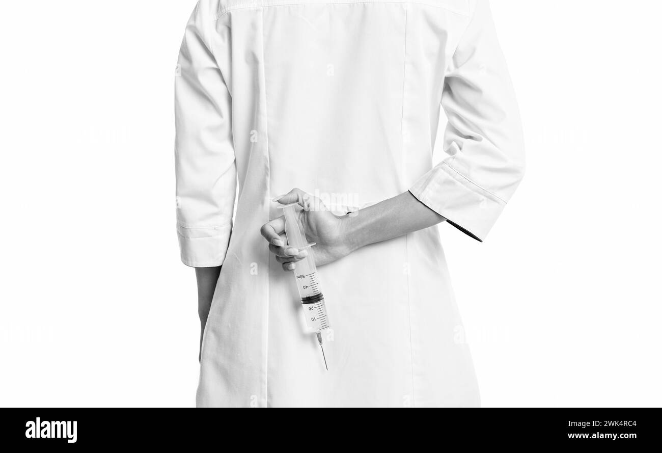 cropped view of medical doctor do injection with syringe isolated on ...