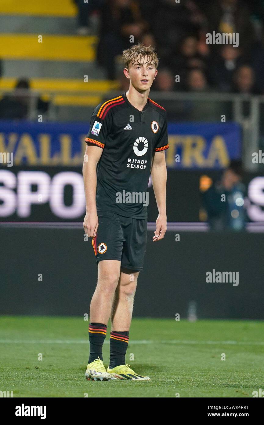 Frosinone, Italy. 18th Feb, 2024. Dean Huijsen of AS Roma looks on ...
