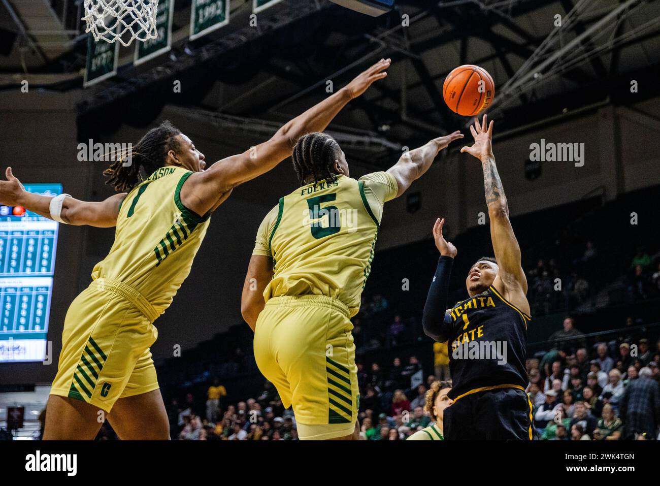 Charlotte, NC, USA. 18th Feb, 2024. Wichita State Shockers guard Xavier ...