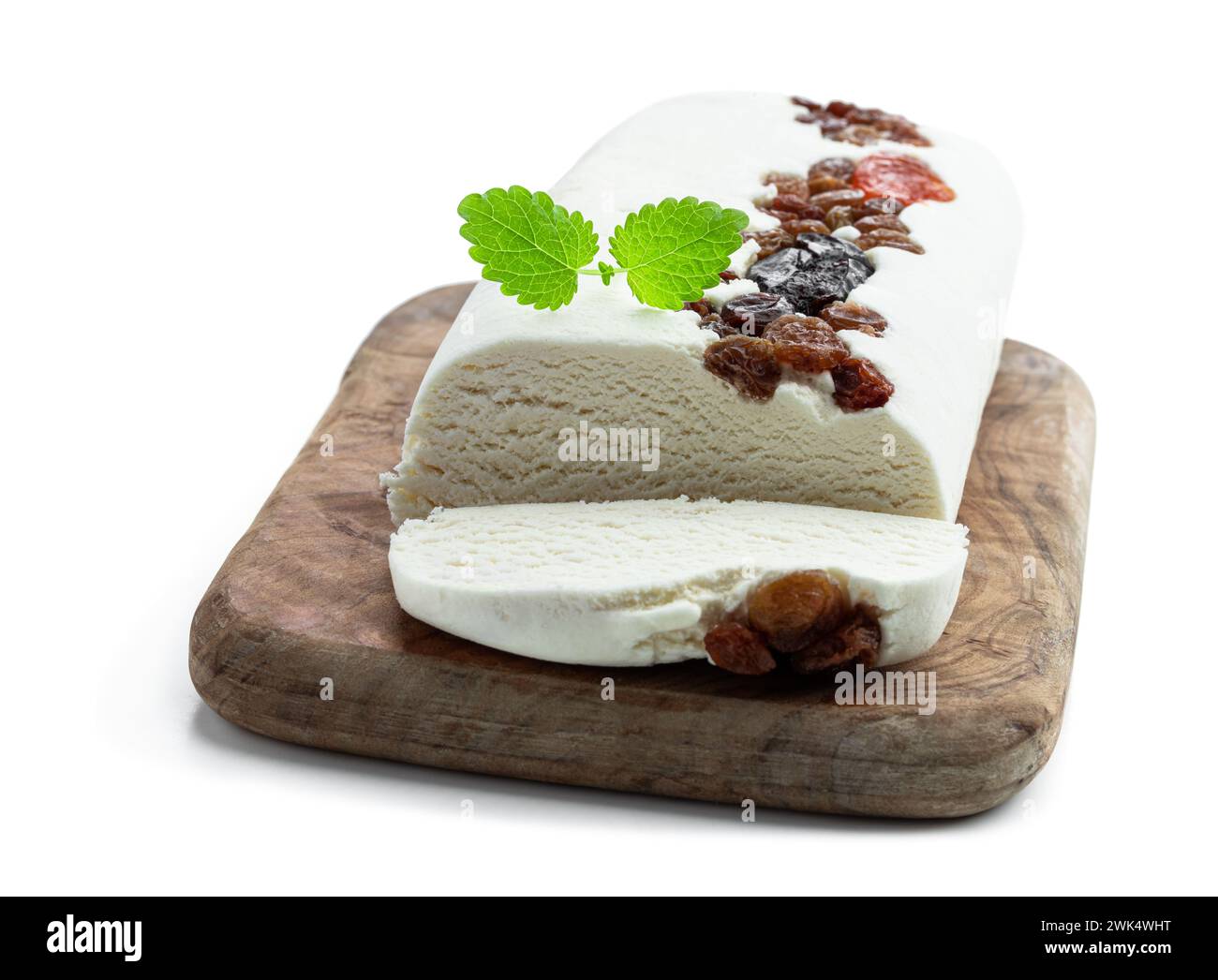 Nut nougat with dried fruit sweet candy isolated on white background ...