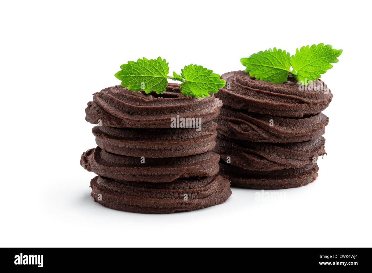 Stack of butter chocolate biscuits isolated on white Stock Photo - Alamy
