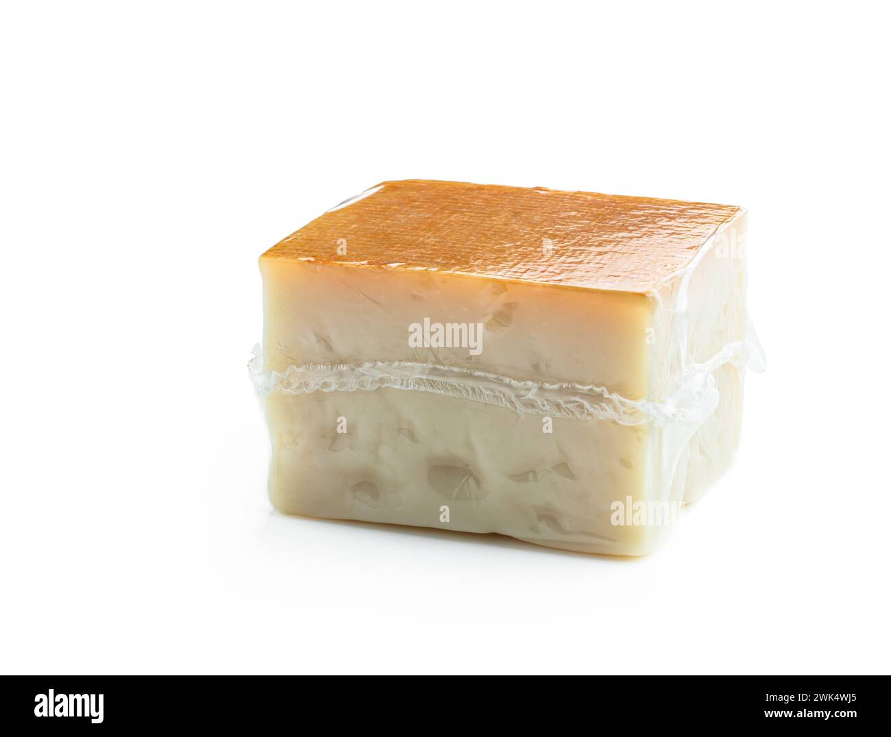Cheese in vacuum plastic package isolated on white background Stock ...