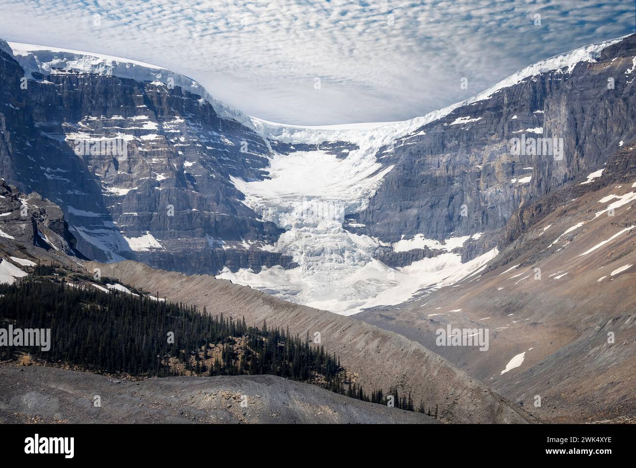 The Athabasca Glacier off the Icefield Parkway in Jasper National Park ...