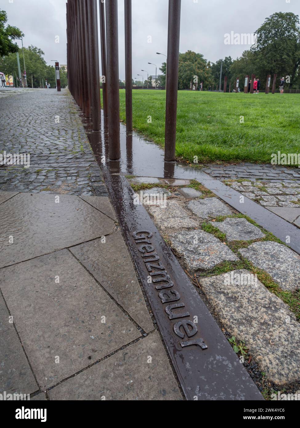 Section of thre Berlin Wall Memorial on the precise line of the ...