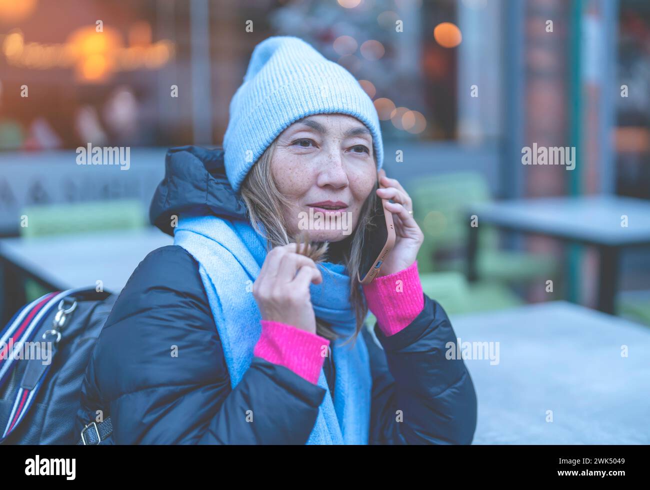 a beautiful happy asian woman tourist travelling around the world and ...