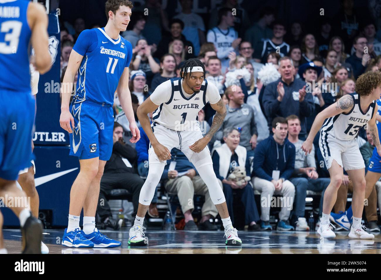 INDIANAPOLIS, IN - FEBRUARY 17: Butler Bulldogs center Jalen Thomas (1 ...