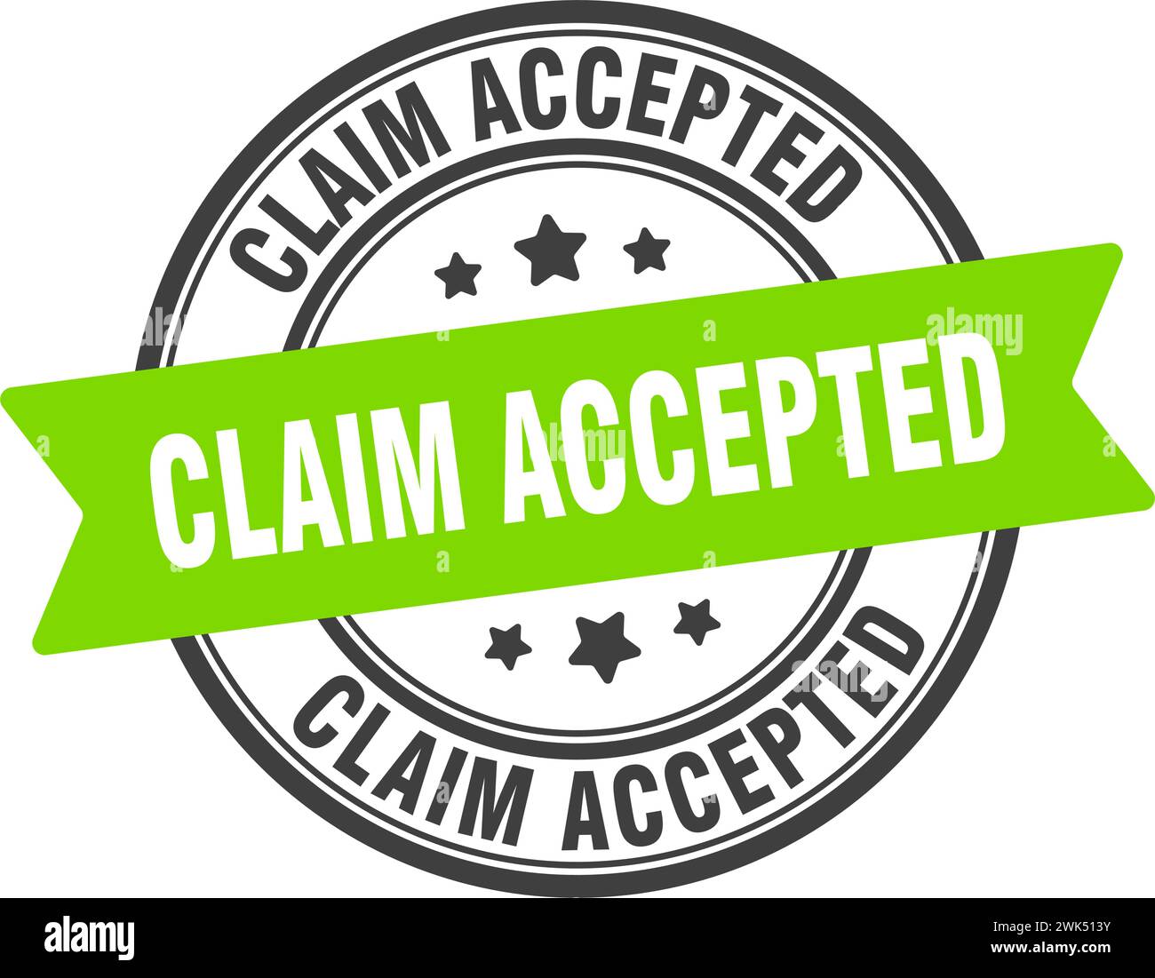 claim accepted stamp. claim accepted round sign. label on transparent ...