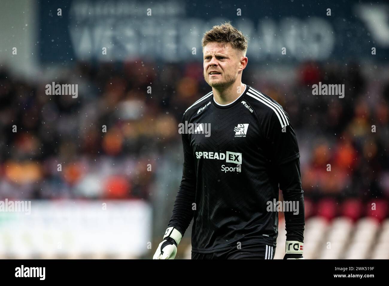 Farum, Denmark. 18th Feb, 2024. Goalkeeper David Jensen (1) of Lyngby ...