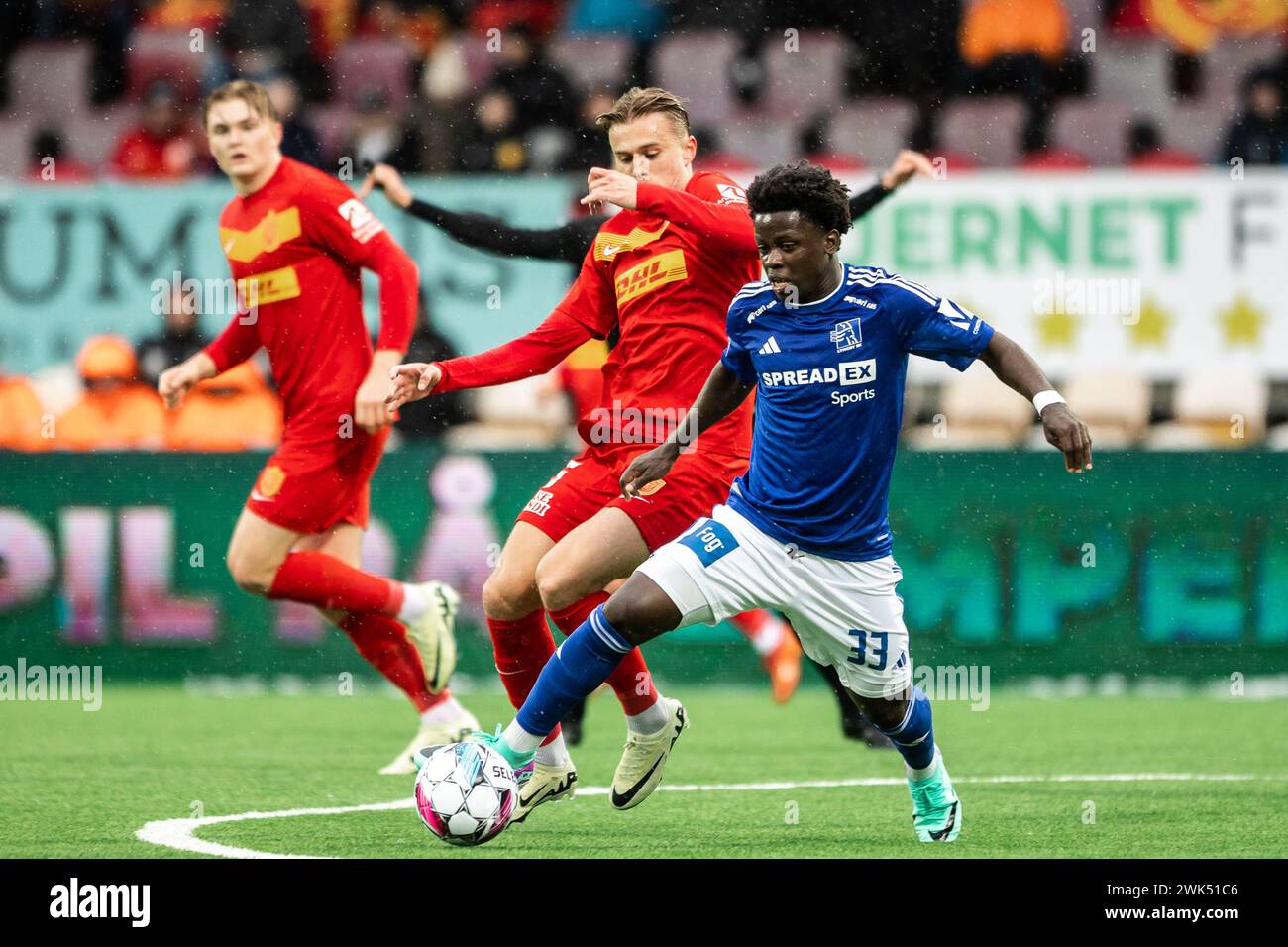 Farum, Denmark. 18th Feb, 2024. Enock Otoo (33) of Lyngby Boldklub seen ...