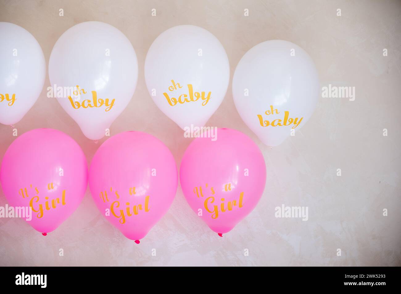 balloons on wall for new born celebration and copy space for any kind ...