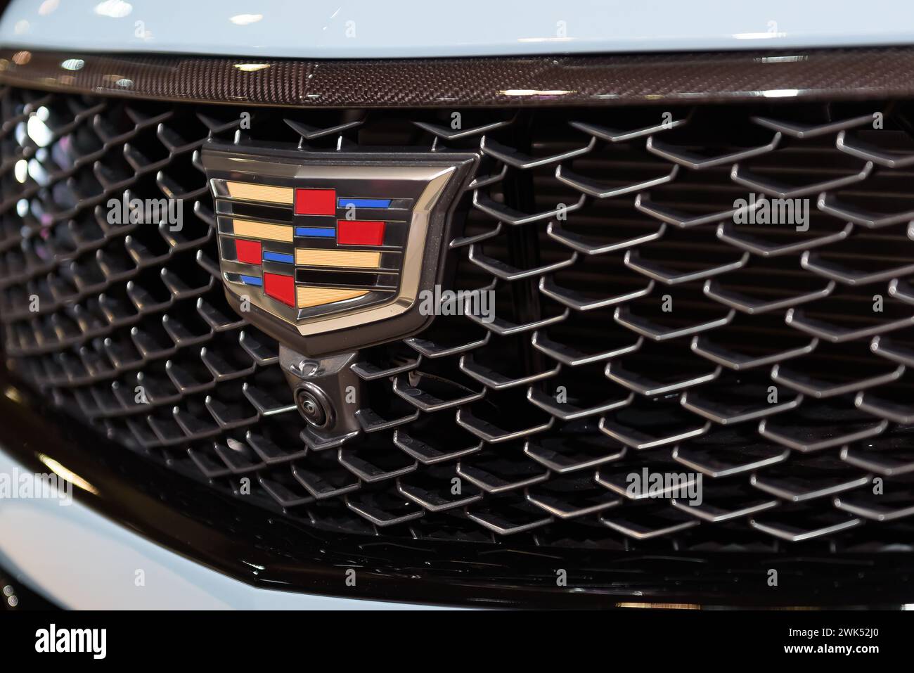 Logo and grille design of a Cadillac Blackwing car Stock Photo - Alamy