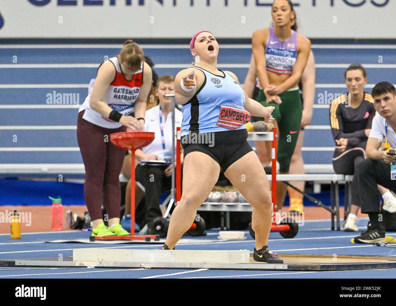 Birmingham, UK. 18th Feb, 2024. CAMPBELL Amelia wins the Womens Shot ...