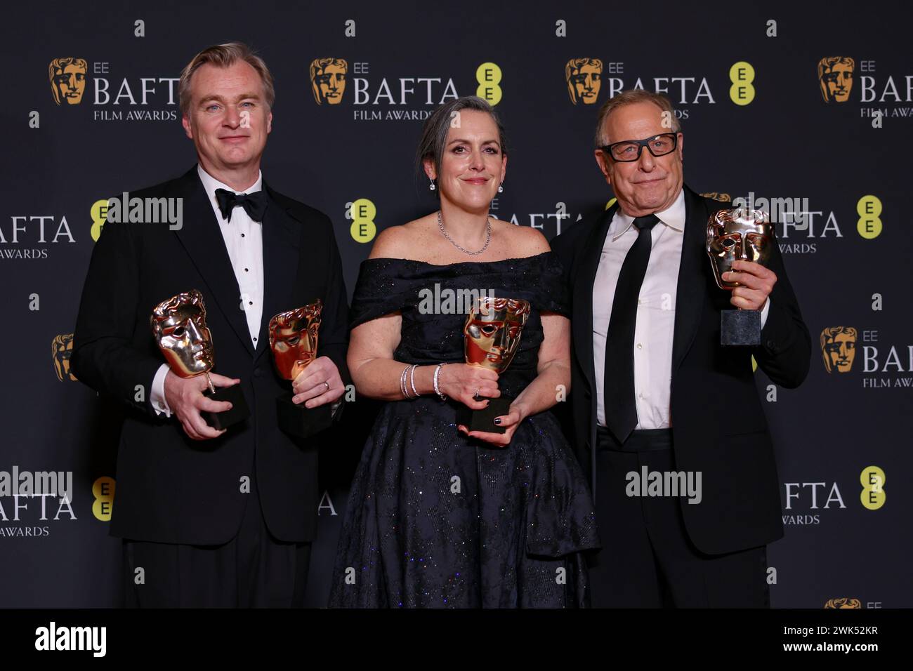 Director Christopher Nolan, from left, producer Emma Thomas, and ...