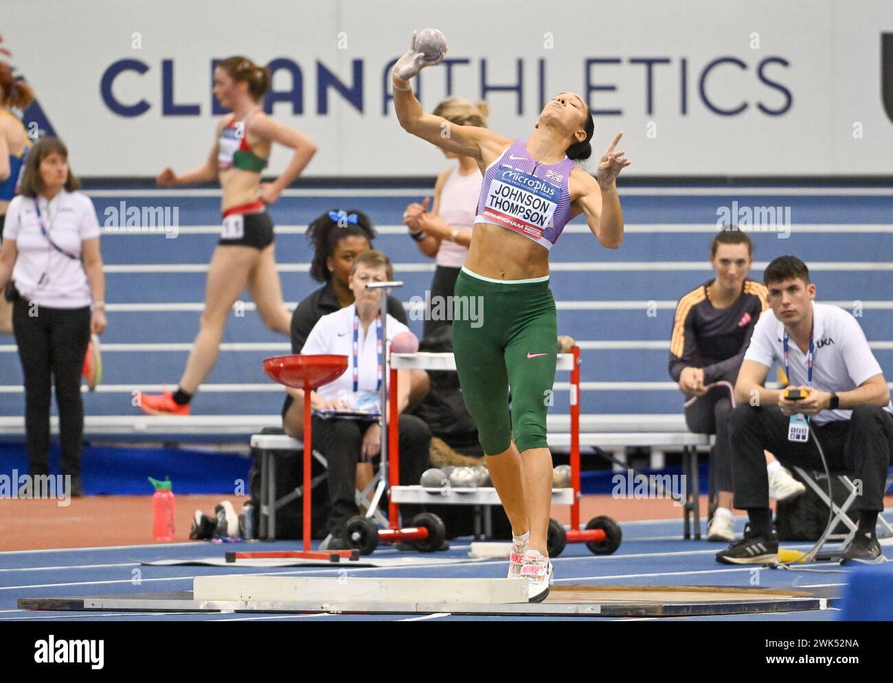 Birmingham, UK. 18th Feb, 2024. CAMPBELL Amelia wins the Womens Shot ...