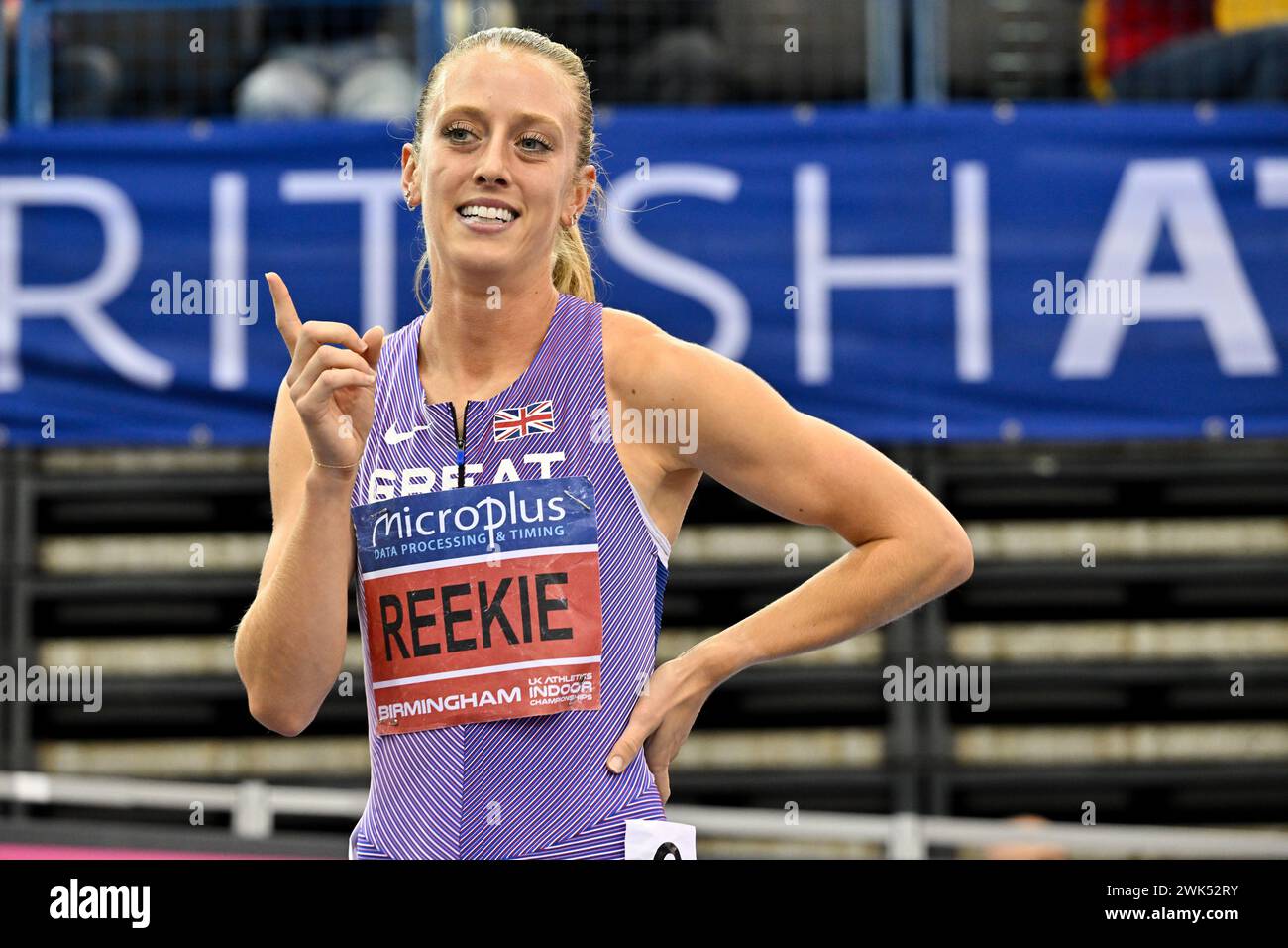 Birmingham, UK. 18th Feb, 2024. REEKIE Jemma wins the Womens 800m and ...