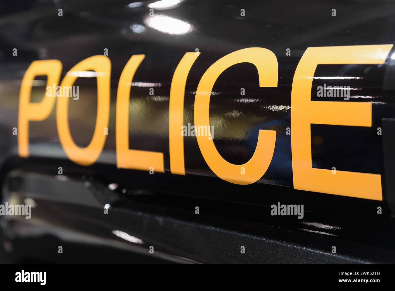 The word Police painted in the new electric cars designed for the ...