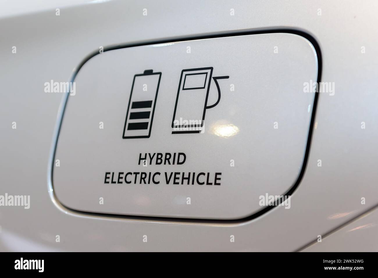 Symbol for Hybrid Electric Vehicle in the gas cap of a Toyota vehicle ...