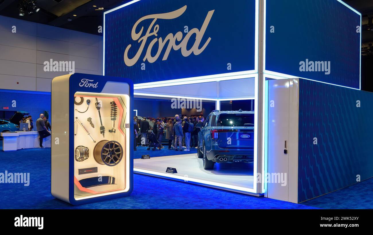 An exhibit of a blue Ford Explorer Stock Photo - Alamy