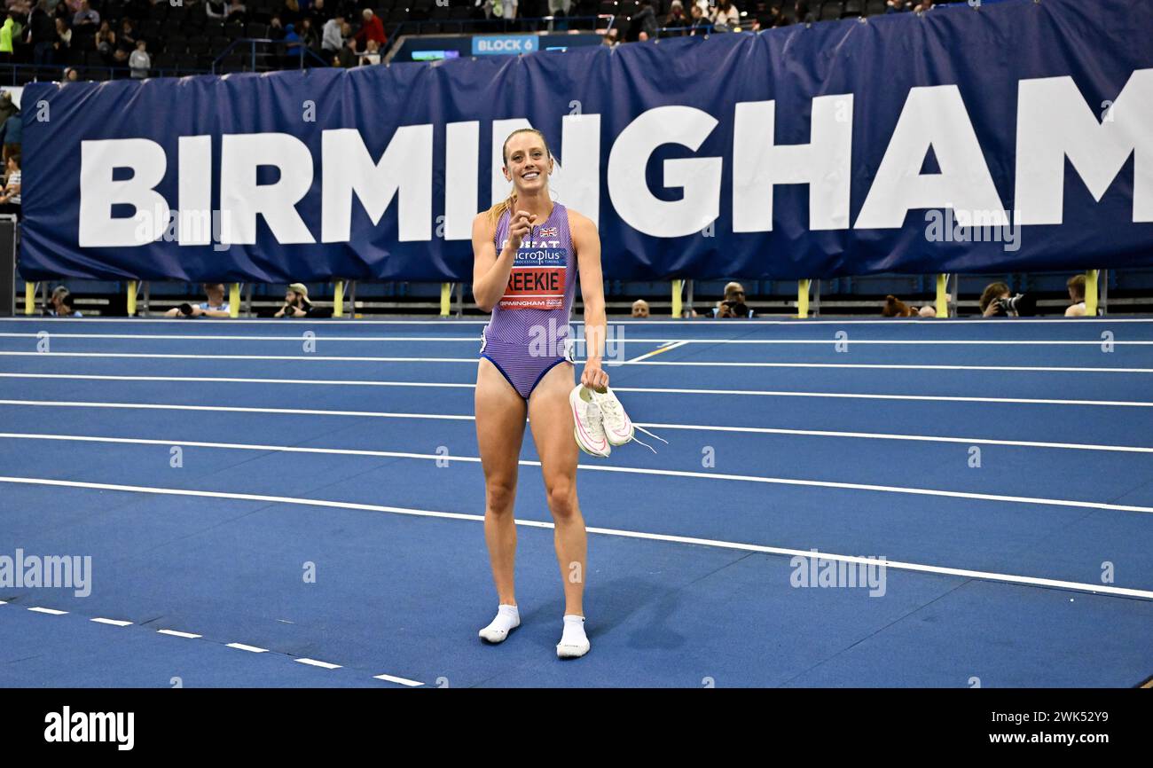 Birmingham, UK. 18th Feb, 2024. REEKIE Jemma wins the Womens 800m and ...