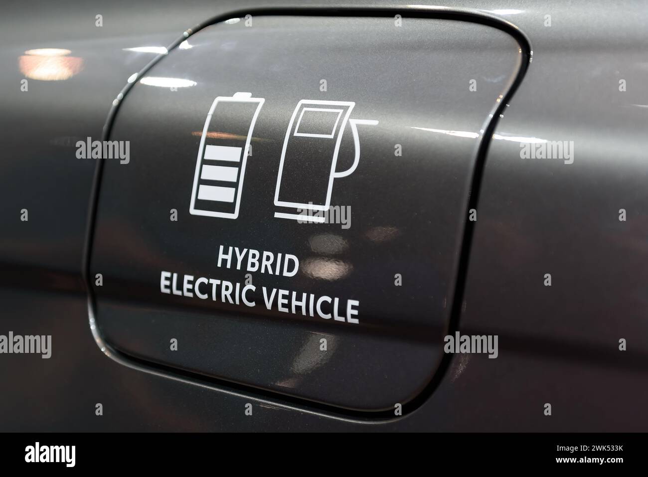 Symbol for Hybrid Electric Vehicle in the gas cap of a Toyota vehicle ...