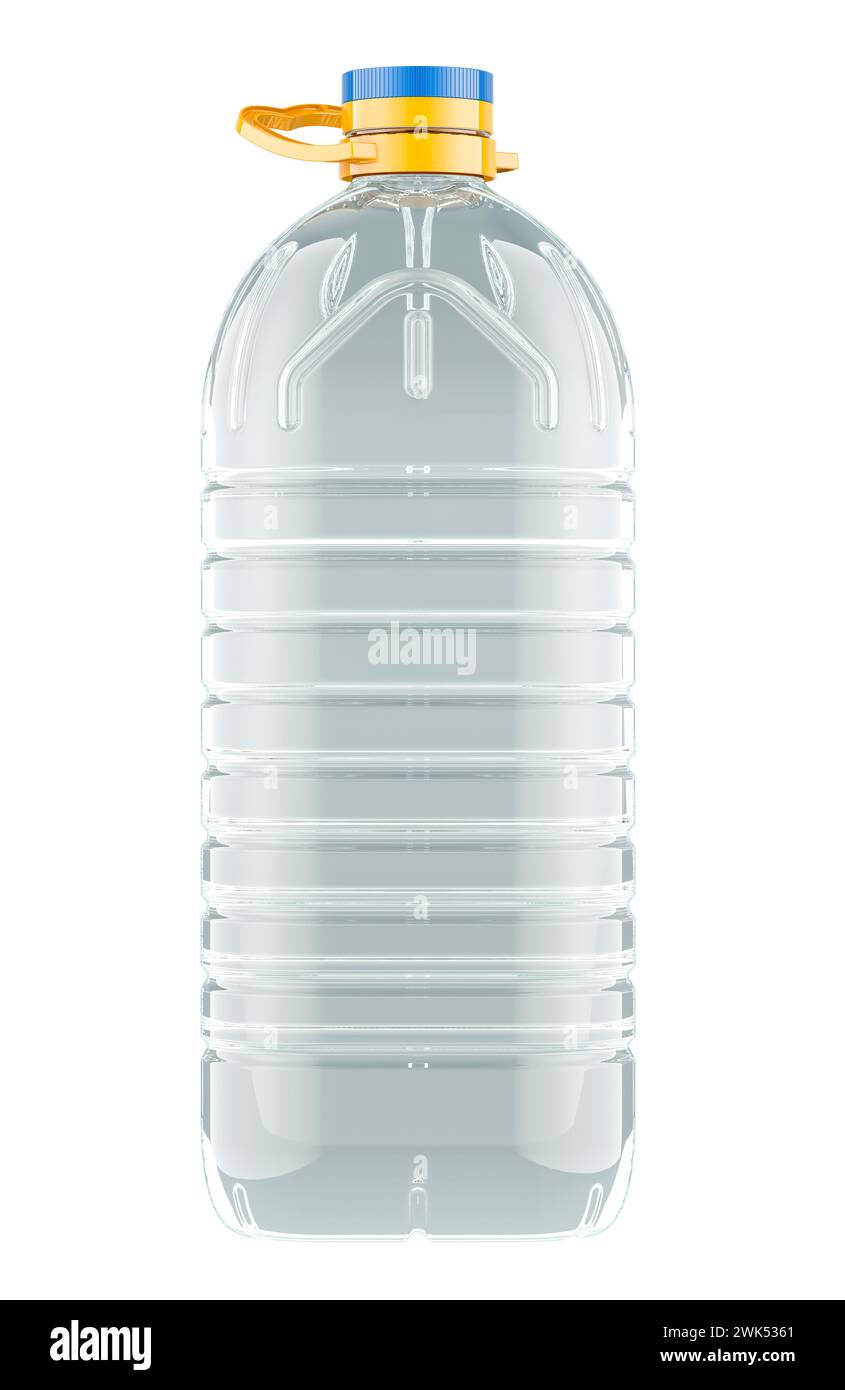 Empty big plastic bottle 5l from oil, 3D rendering isolated on white ...