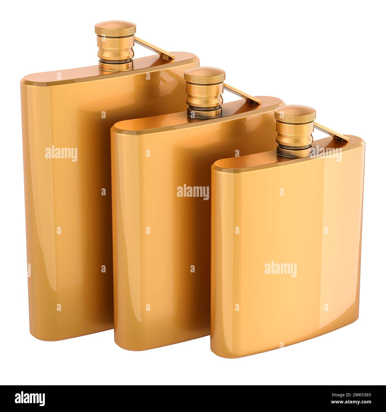 Copper hip flasks, 3D rendering isolated on the white background Stock ...