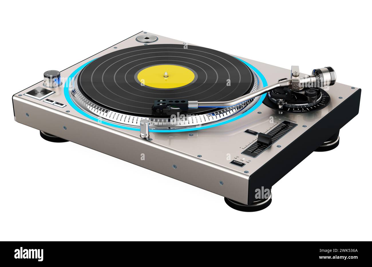 Vinyl turntable, phonograph turntable. 3D rendering isolated on white ...