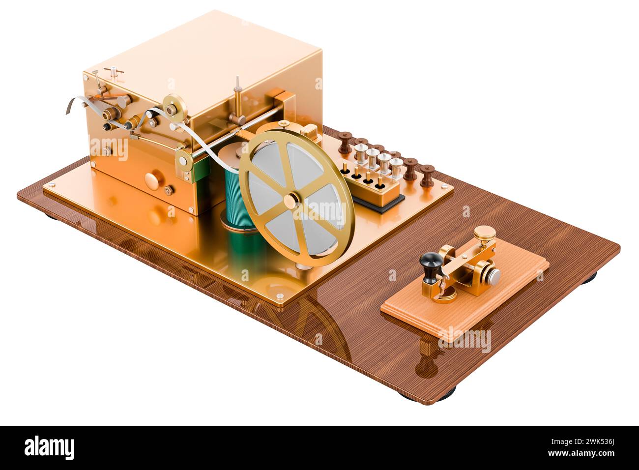 Telegraph, morse code telegraphy device, 3D rendering isolated on white ...